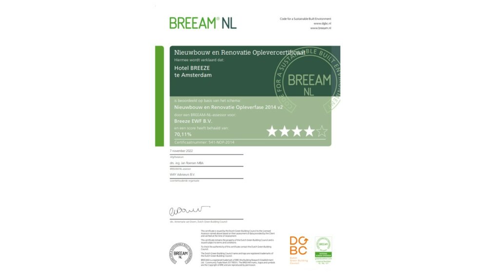 BREEAM EXCELLENT Certificate | Happy Breeze Day - Amstelius