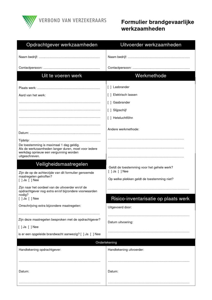 Checklist Brandgevaarlijke Werkzaamheden - Amstelius